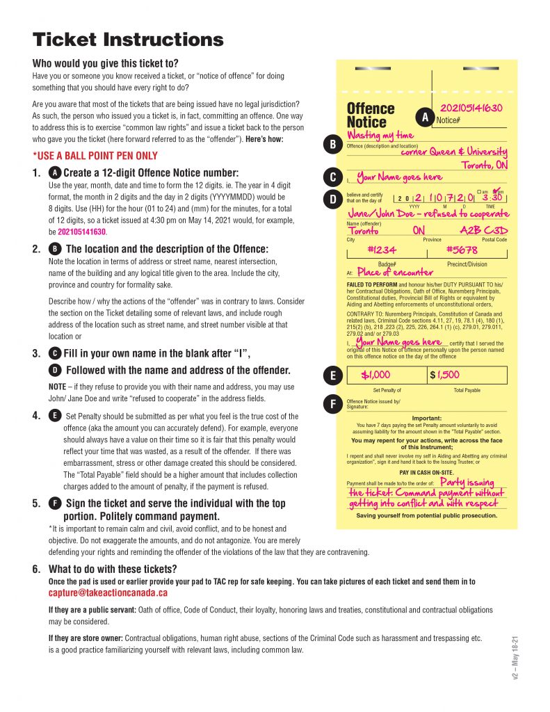 Dealing with Police and By-Law Tickets and Fines – Take Action Canada